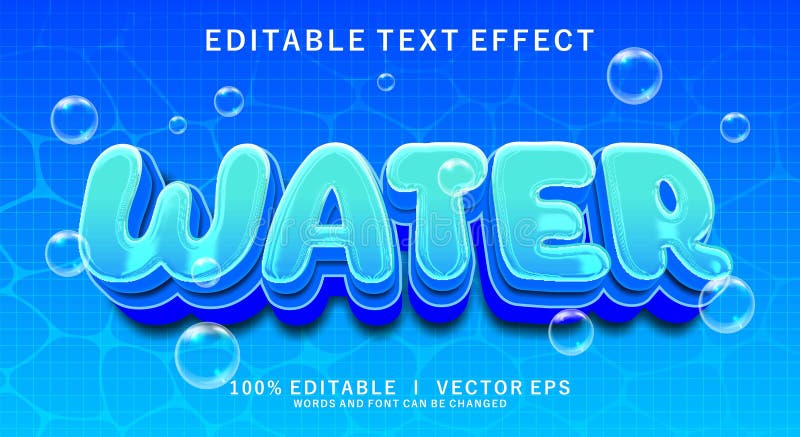 Water 3d Vector Text Effect with Modern Style Design Stock Vector ...
