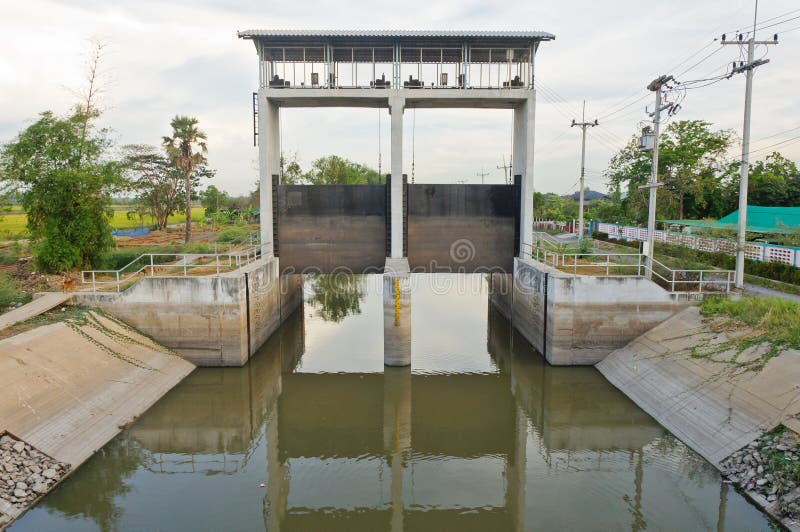Water and Dam Gate in an Irrigation Canal Stock Photo - Image of ...