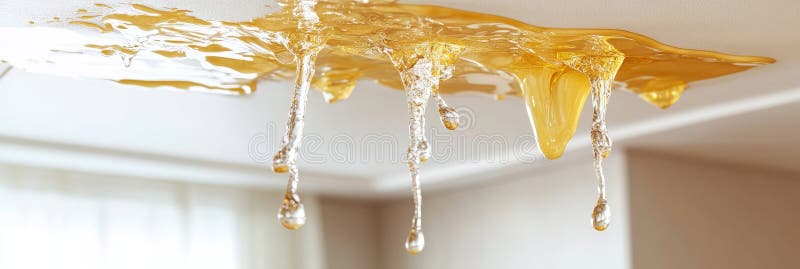 Water Damage on Ceiling, Leaking Roof Causing Home Interior Damage ...