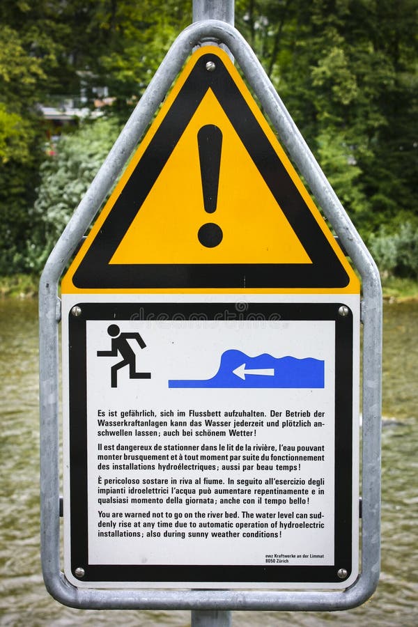 Water Danger Sign - Zurich, Switzerland Stock Photo - Image of warning ...