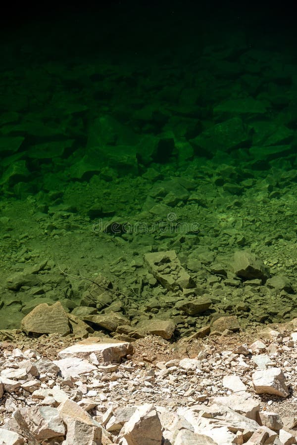 Water Darkens at the Drop Off of the Hetch Hetchy Lake Stock Photo ...