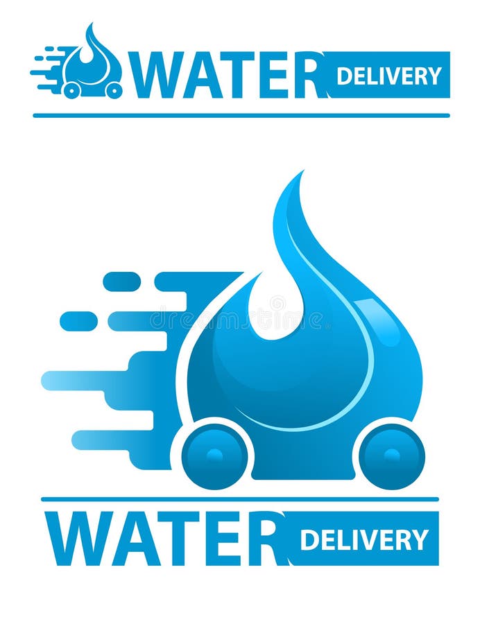 Water Delivery Service. Vector Character with Delivery Cart with ...