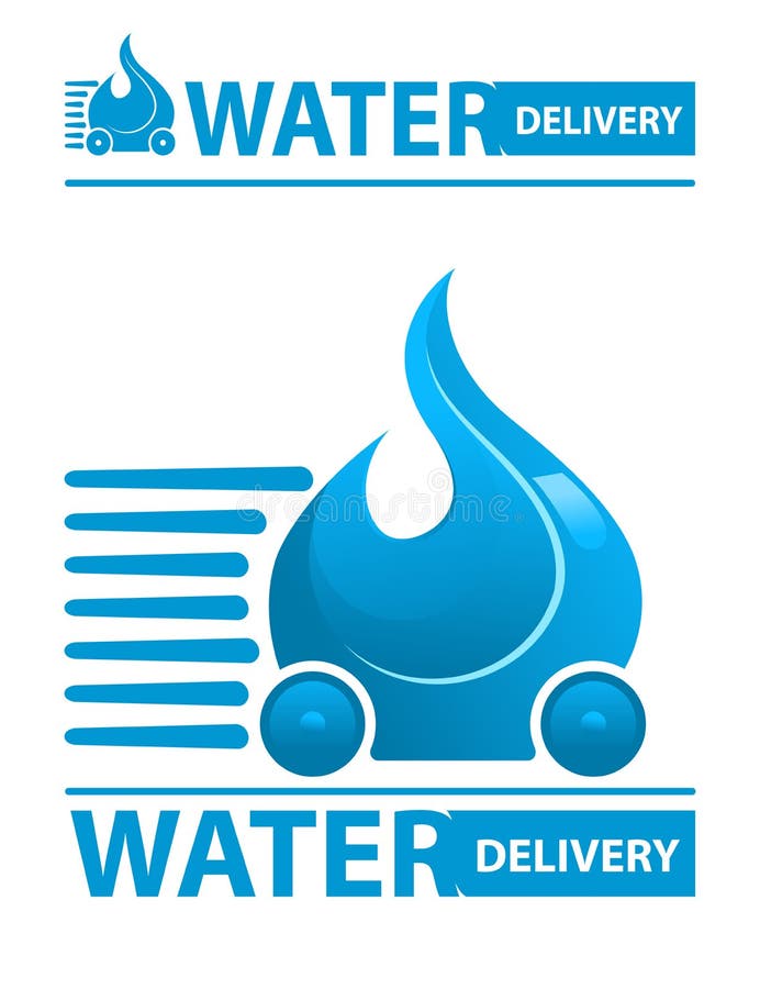 Water Delivery Service. Vector Character with Delivery Cart with ...