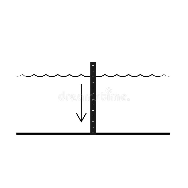 Water Depth Icon, Measure the Depth of Shallow Waters Vector Stock ...