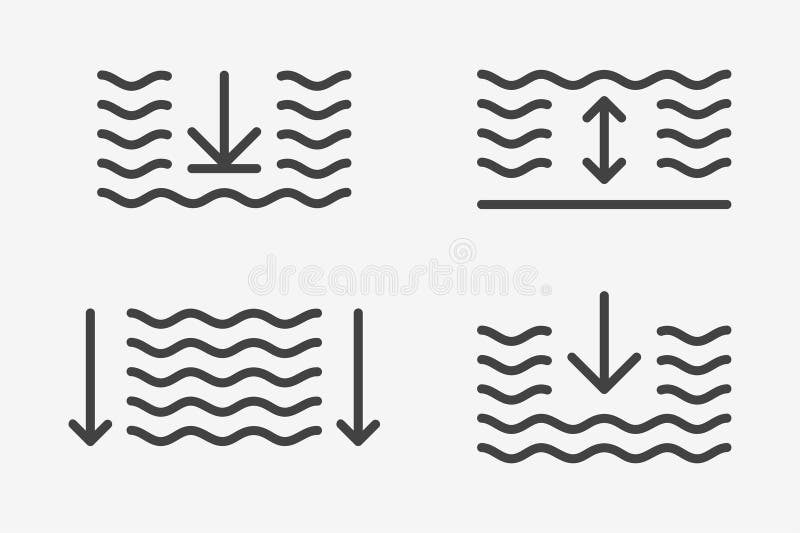 Water Depth Icon Set. Deep Icon Vector in Linear. Linear Water Depth ...