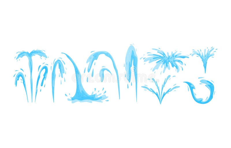 Water Design, Blue Liquid Wave and Nature Splash Set, Isolated on White ...