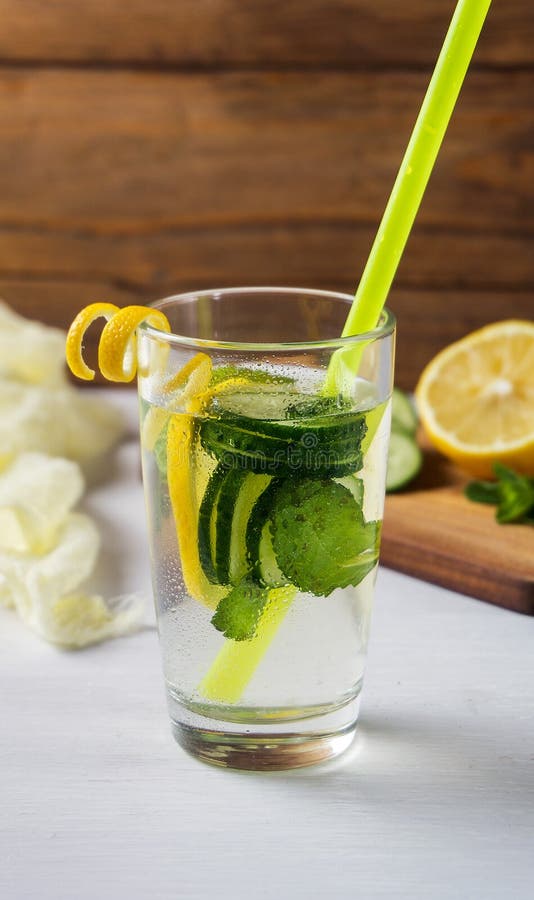 Water Detox with Fresh Cucumber and Lemon. Healthy Drink Stock Photo ...