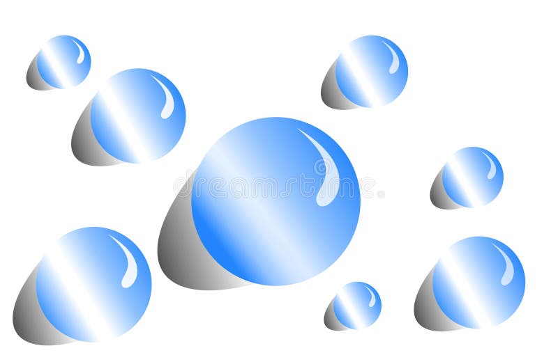 Water and Dew Drops in Blue Color. Simple Concept of Nature. Stock ...