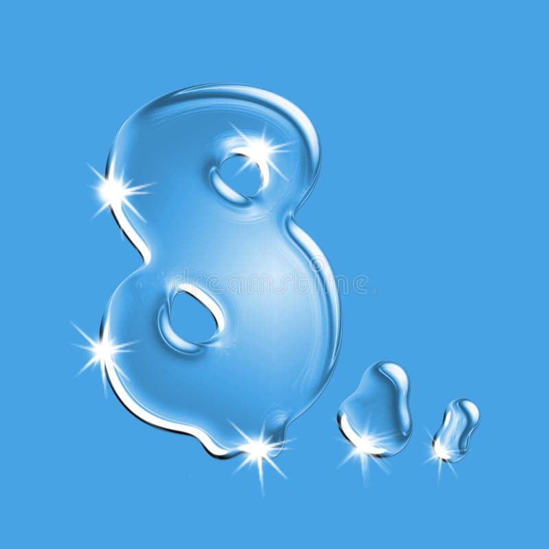 3d number 8 in blue glass stock illustration. Illustration of atlantic ...