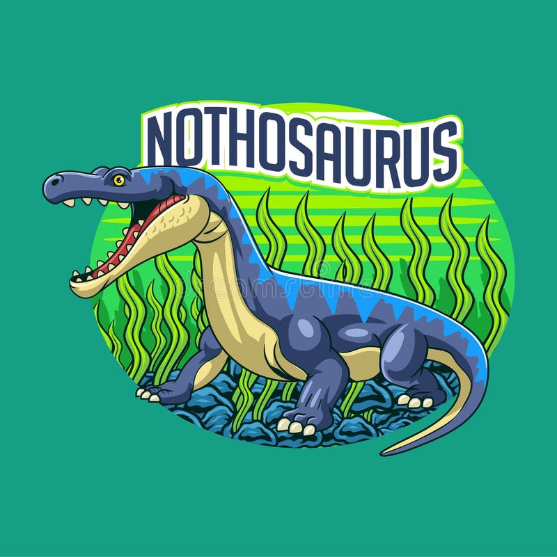Cute Nothosaurus Aquatic Dinosaur Character Mascot in Vector Cartoon ...