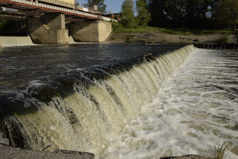 Water Discharge at the Dam, Ulyanovsk Stock Image - Image of pond ...