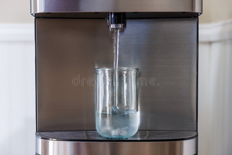 Water Dispenser Filling Glass with Water Stock Image - Image of machine ...