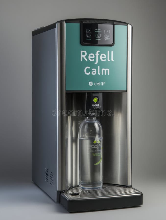 Water Dispenser with Refill Calm Banner in Modern Design Located in a ...