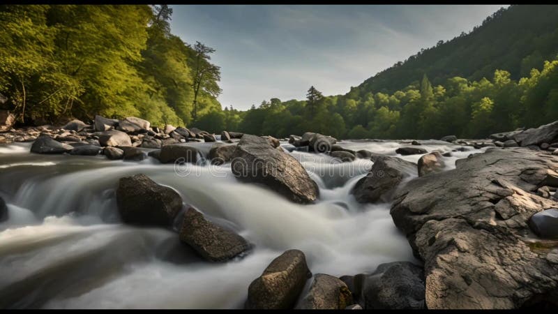 Water Continuously Flows and Spreads Along the Stream.AI Generated ...