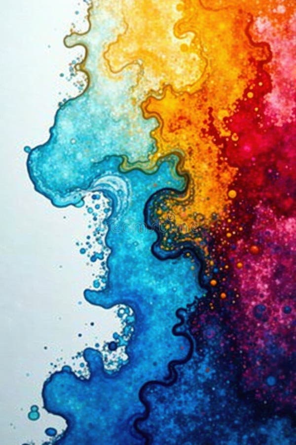 Water Dissolved Acrylics within a Frame Colorful Abstract , Studio Shot ...