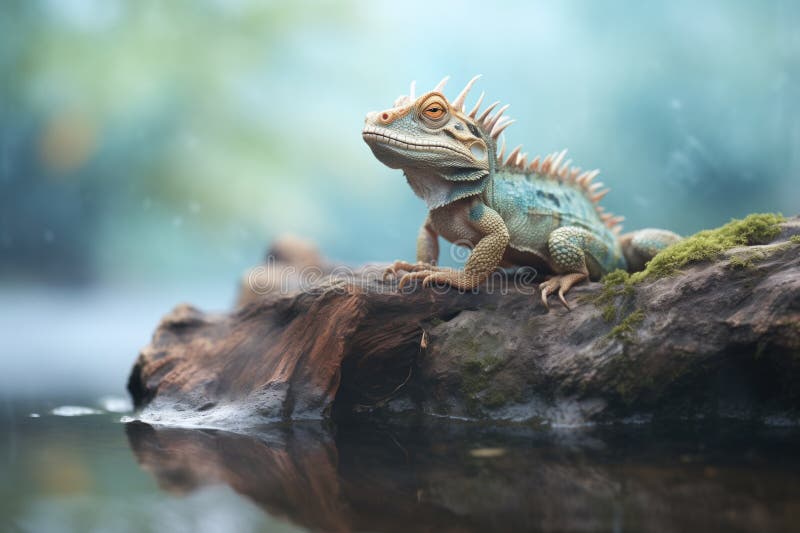 Water Dragon Basking on a Rock Stock Image - Image of generated, nature ...