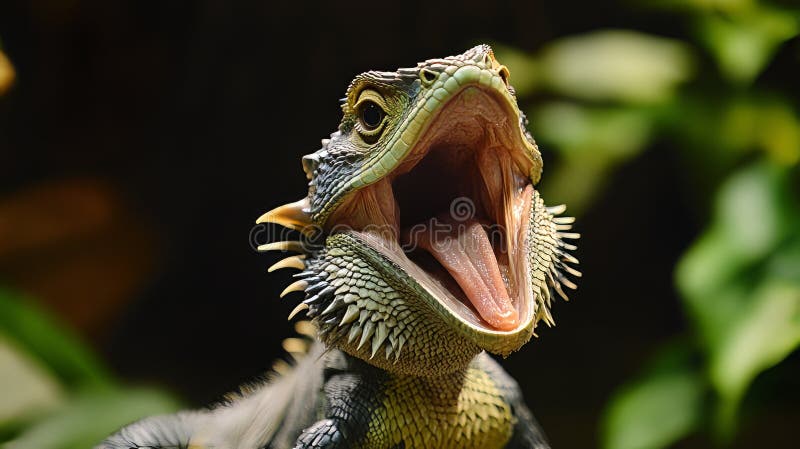 Water Dragon Displaying Its Might. Bold, Reptilian Close-Up Stock ...