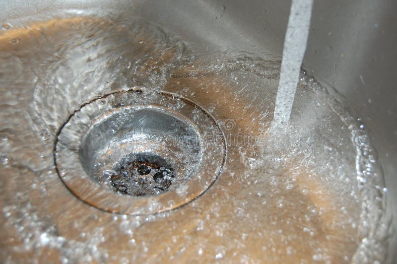 Running Tap Water in a Sink Down the Drain Stock Image - Image of open ...