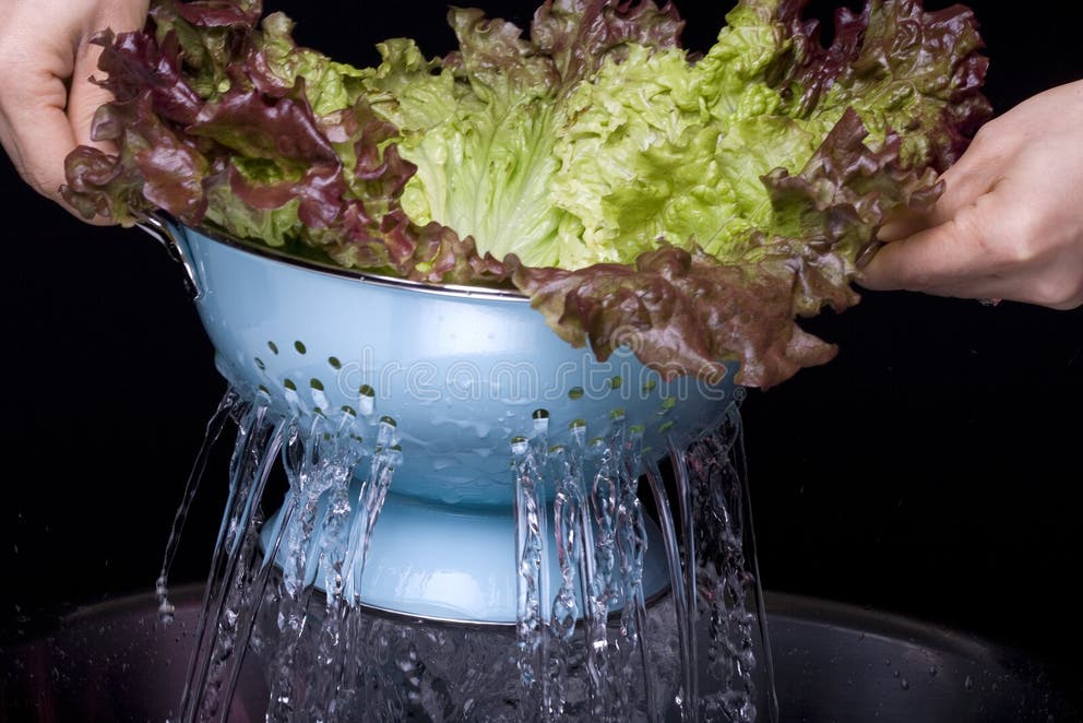 Water Draining from a Colander. Stock Image - Image of pour, green ...
