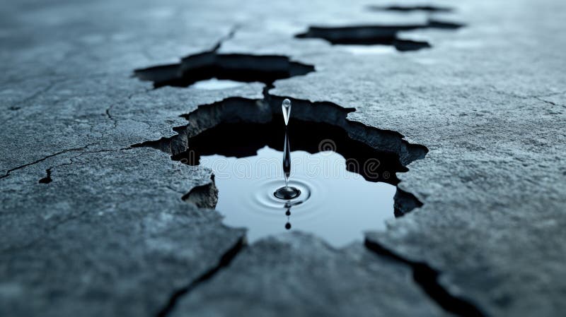 A Water is Dripping from a Crack in the Pavement, AI Stock Image ...