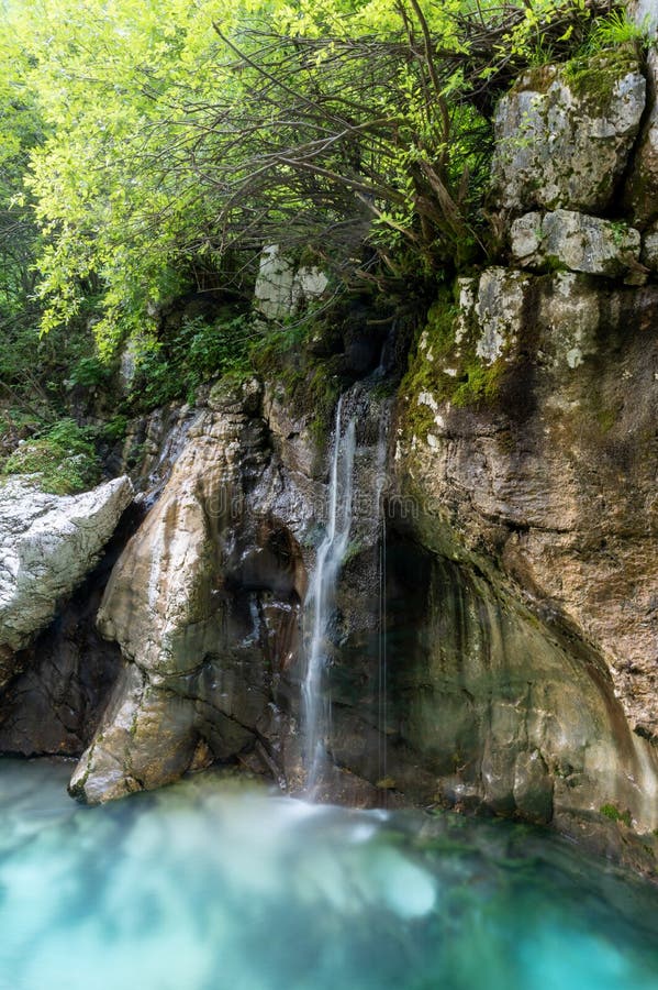 Water Dripping Down the Rocks into the Soca River Stock Photo - Image ...