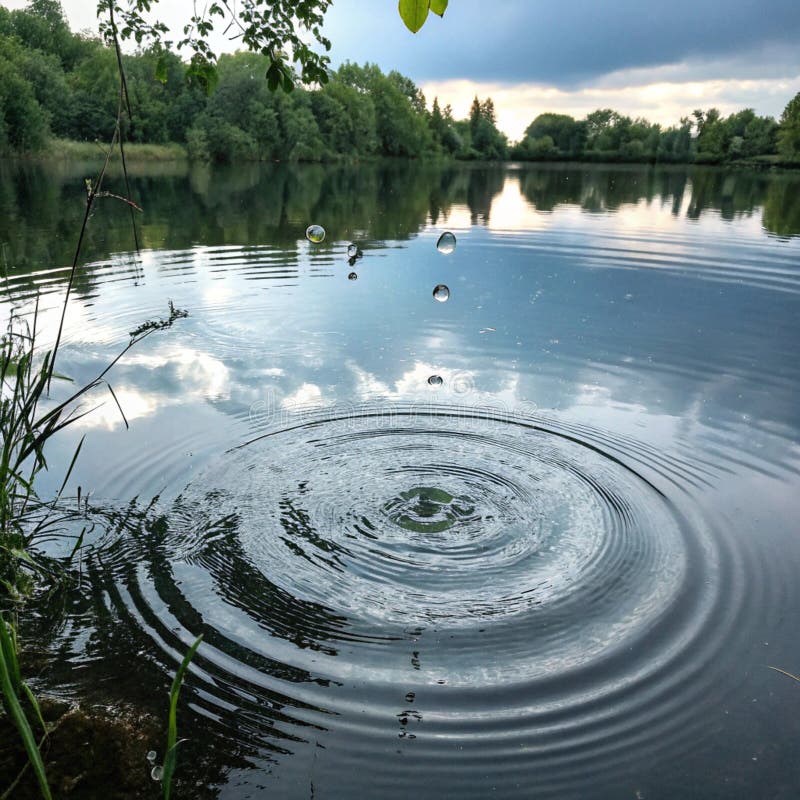 Water Dripping in Pond stock illustration. Illustration of leaf - 366250826