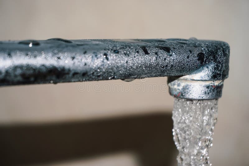 Crane from Which Cold Water Flows, Close Up. Stock Image - Image of ...