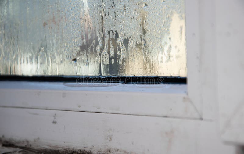 Water Drips from the Glass of a Plastic Window. Stock Photo - Image of ...