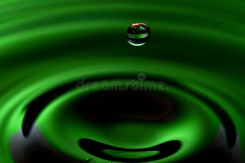 Water Drop Close Up with Concentric Ripples Colourful Blue and G Stock ...