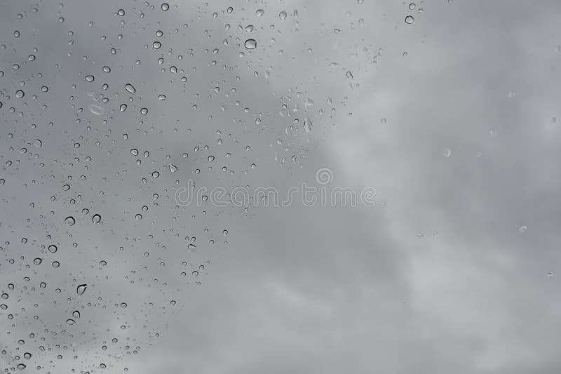 Water Drop Abstract on Glass in Rainy Day and Dark Weather Stock Photo ...