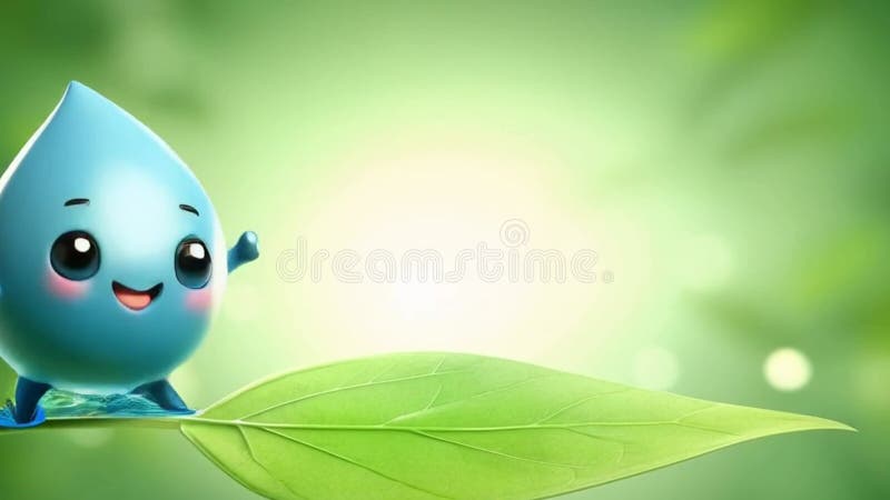 Water Drop Animation on a Leaf. Environment and Ecology Concept Stock ...