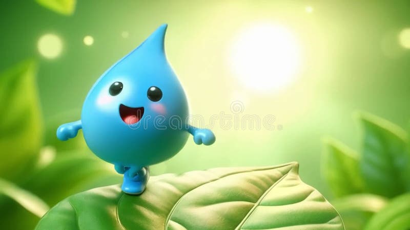 Water Drop Animation on a Leaf. Environment and Ecology Concept Stock ...
