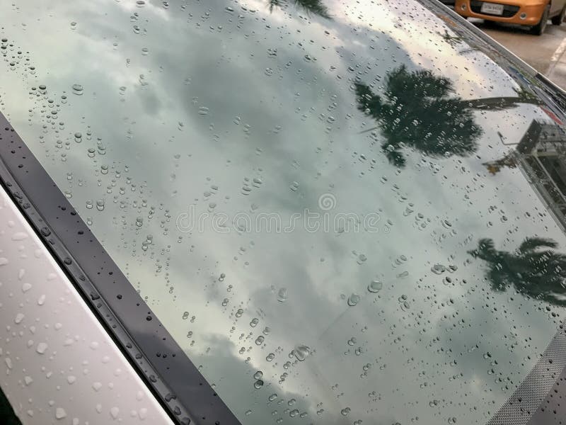 Water Drop and Back Glass Windshield of Car Stock Image - Image of ...