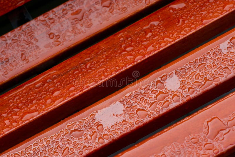 Water Drop on the Bench in Park Stock Photo - Image of material, drop ...