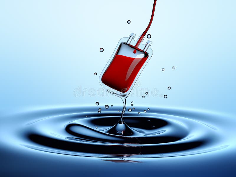 Water Drop Blending into a Blood Bag Stock Illustration - Illustration ...