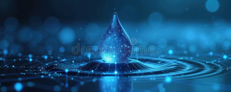 Water Drop with Blue Network Connections Signifies Tech, Innovation ...