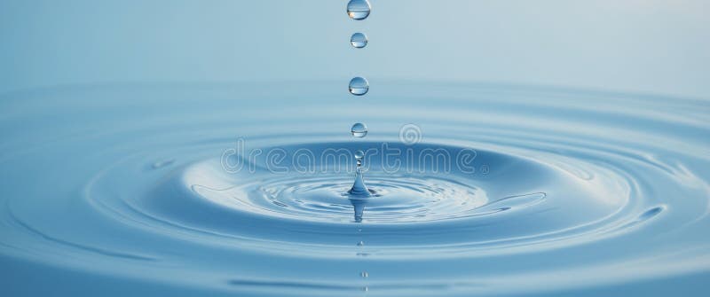 Water Drop Bubble Falling in Blue Water Surface Ripple Clean Clear Blue ...