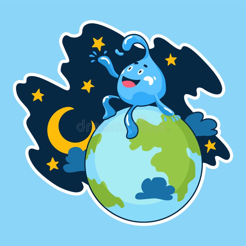 Water Drop Cartoon Character, Face Emotion. Water Character Expression ...