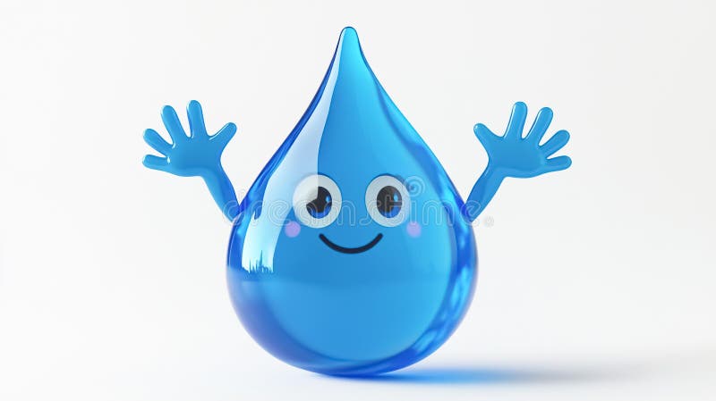 Water Drop Cartoon Illustration. Water, Environment and Ecology Concept ...