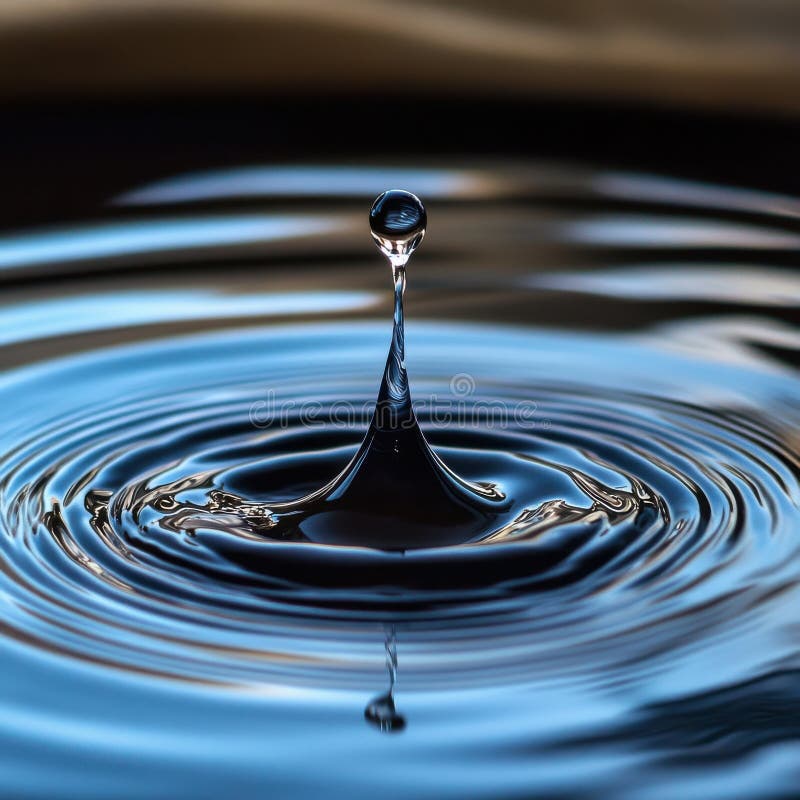 Water Drop Causing Ripples on Calm Surface in Soft Natural Light Stock ...