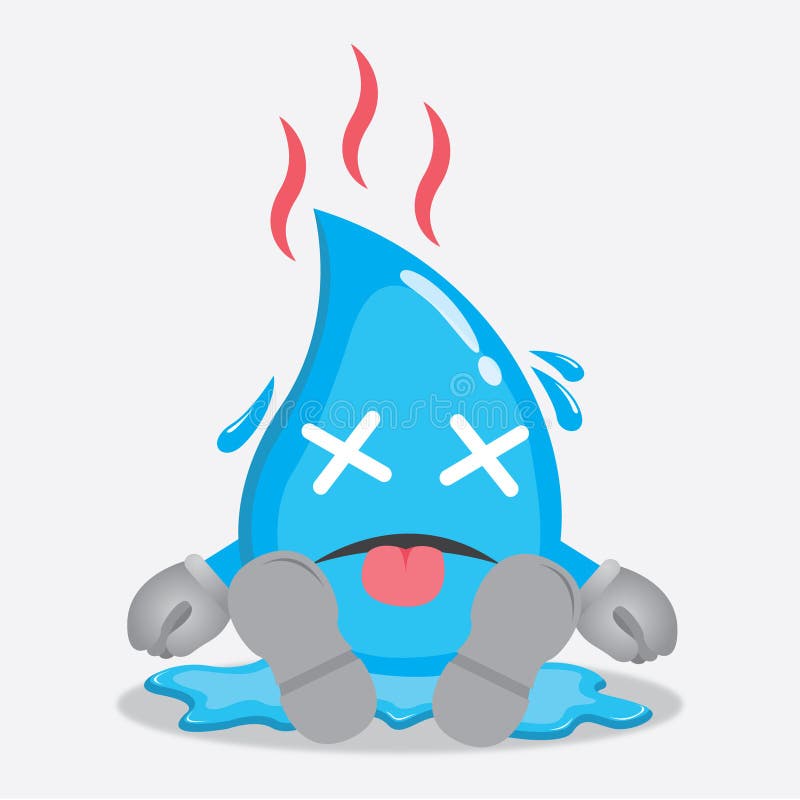 Water Drop Character Dead. Vector Illustration Decorative Design Stock ...