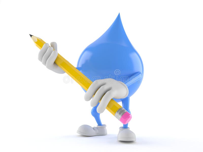 Water Drop Character Holding Pencil Stock Illustration - Illustration ... Water Drop Character Holding Pencil Stock Illustration - Illustration ...