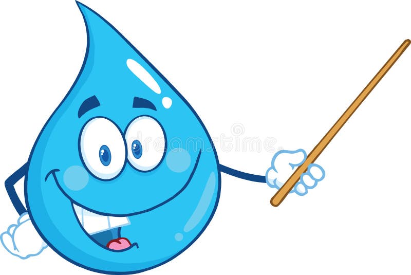 Water Drop Character Holding a Pointer Stock Vector - Illustration of ...
