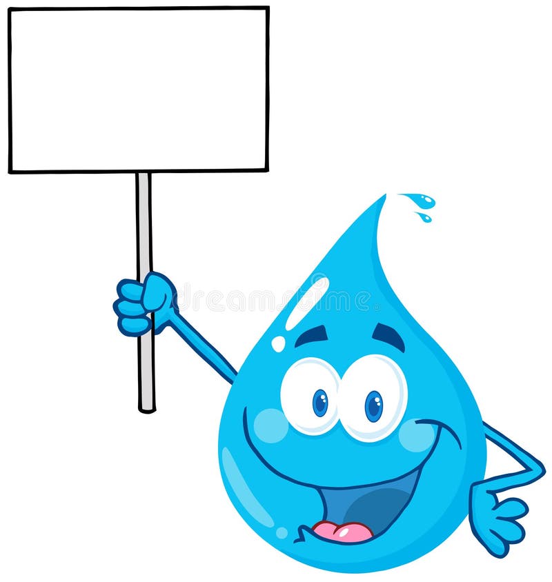Water Drop Character Holding Up a Blank Sign Stock Vector ...