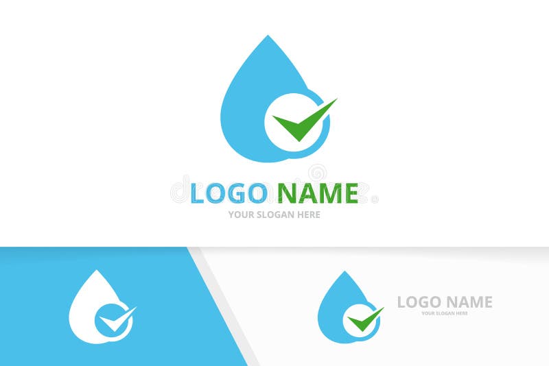 Water Drop and Check Mark Logo Combination. Unique Oil and Tick ...