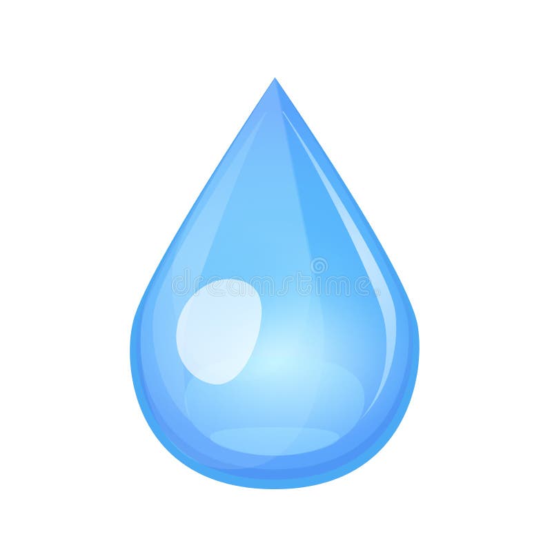 Water Drop Clear Vector Element on White Background. Flat Object Stock ...