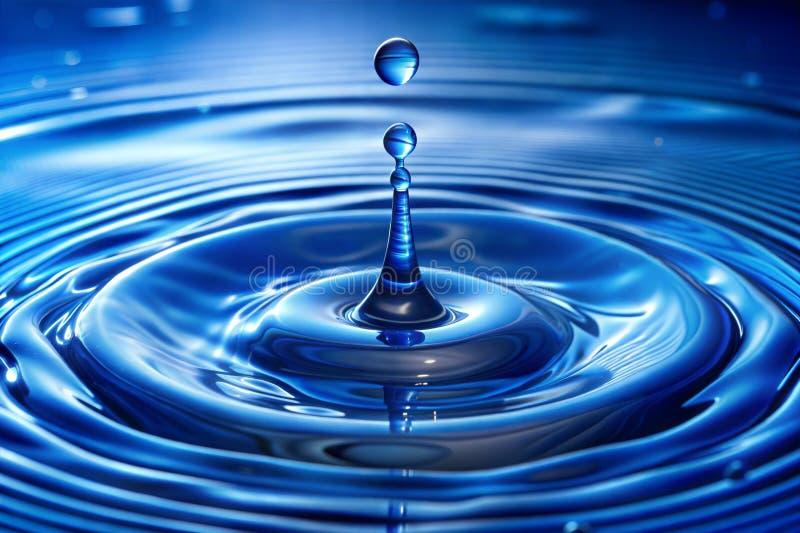 Water Drop Close-up on a Blue Background. 3D Rendering Stock ...
