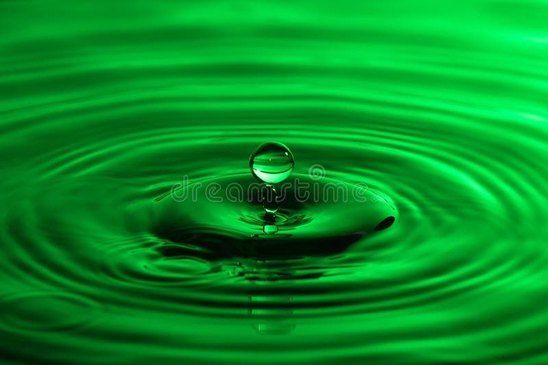 Water Drop Close Up with Concentric Ripples Colourful Green Surf Stock ...