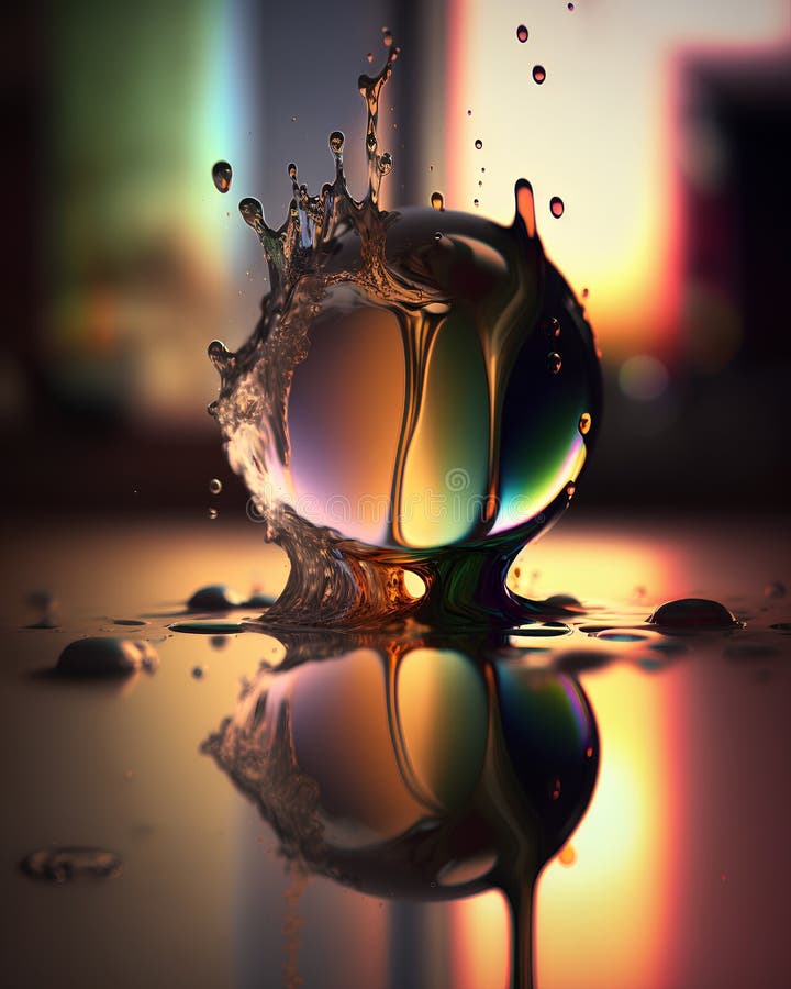 Falling Drops of Water. Splash Effect after Collision a Falling Drops ...