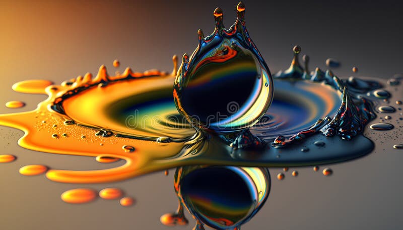 Water Drop Collision on a Wet Surface. 3d Rendering, 3d Illustration ...